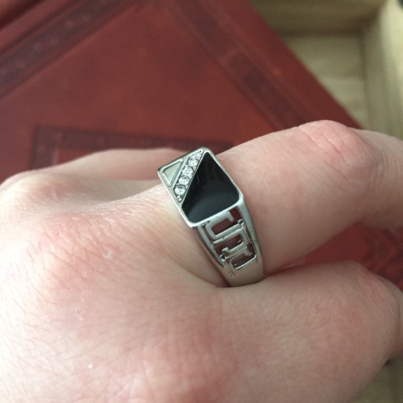 Accessories | Mens Retro Classic Gold Silver Enamel Crystal Ring | Poshmark